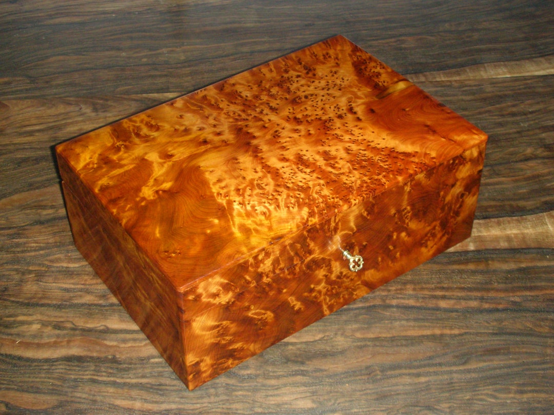 Handmade Thuya Burl Jewelry Box: Moroccan Lockable Wood Box - Etsy