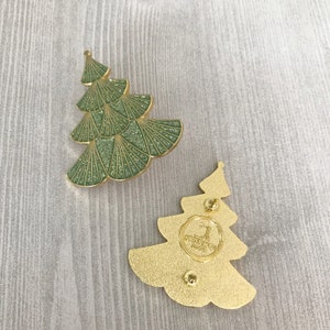 Glitter Christmas Tree Pin, Green Tree, Enamel Lapel Pin, Hard Enamel ...
