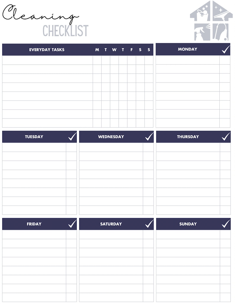 Digital and Print Cleaning Checklist | Daily and Weekly | 3 PDF - Etsy