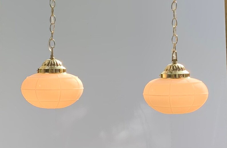 Vintage Pair of MCM Pendant Lights With Longitude and Latitude - Etsy