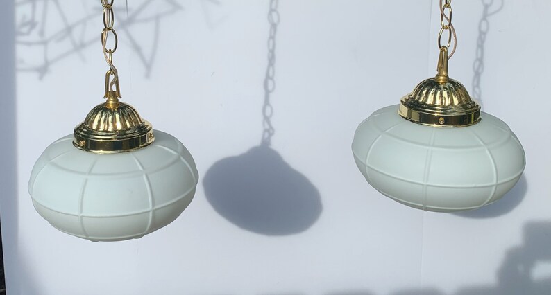 Vintage Pair of MCM Pendant Lights With Longitude and Latitude - Etsy
