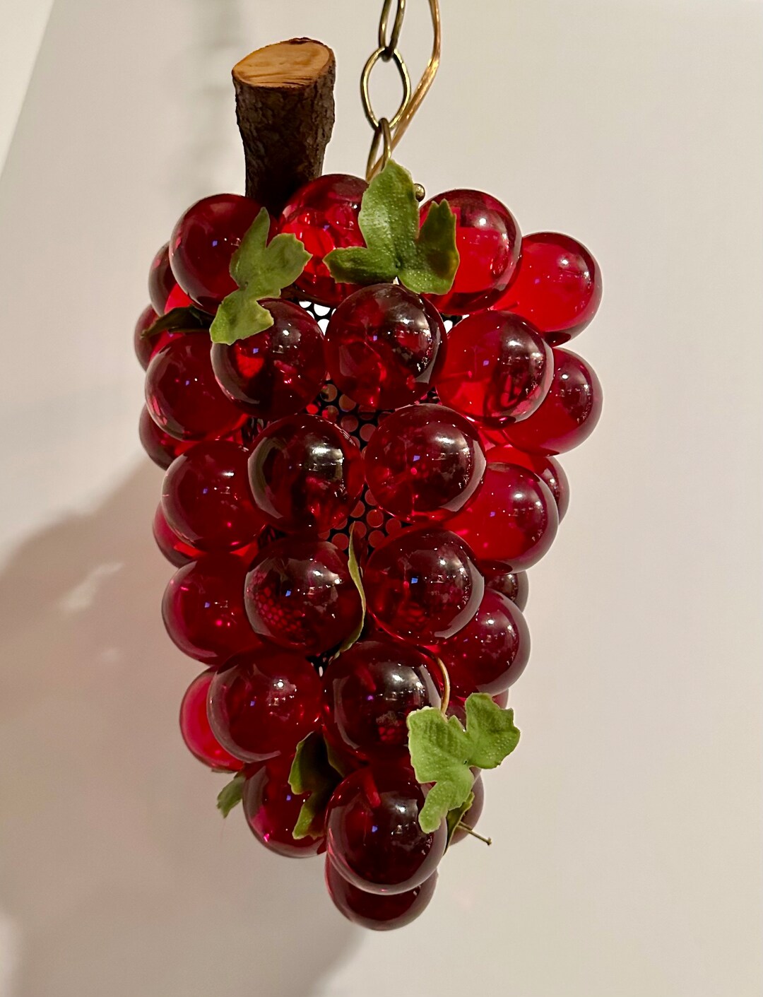 Vintage 1970s Red Lucite Grape Cluster Swag Light Vintage Handmade Boho ...