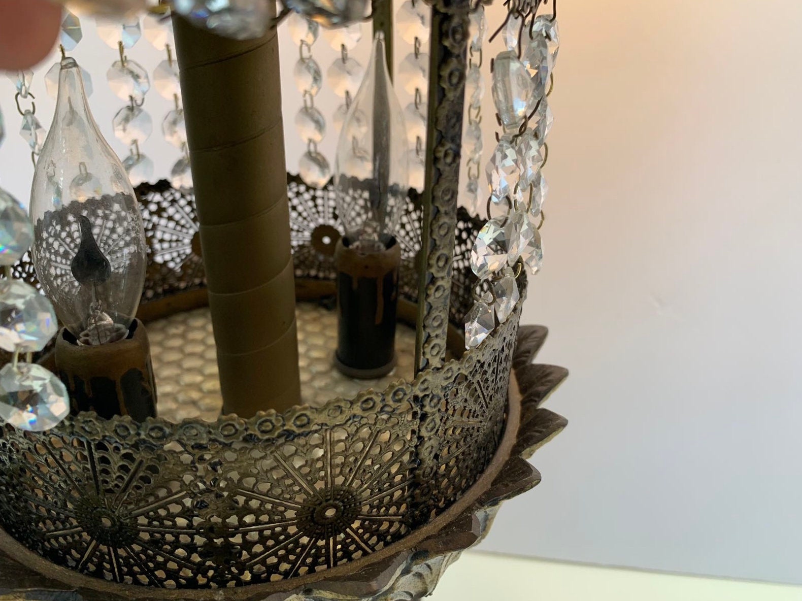 Vintage Hollywood Regency Crystal Strand Table Lamp With - Etsy