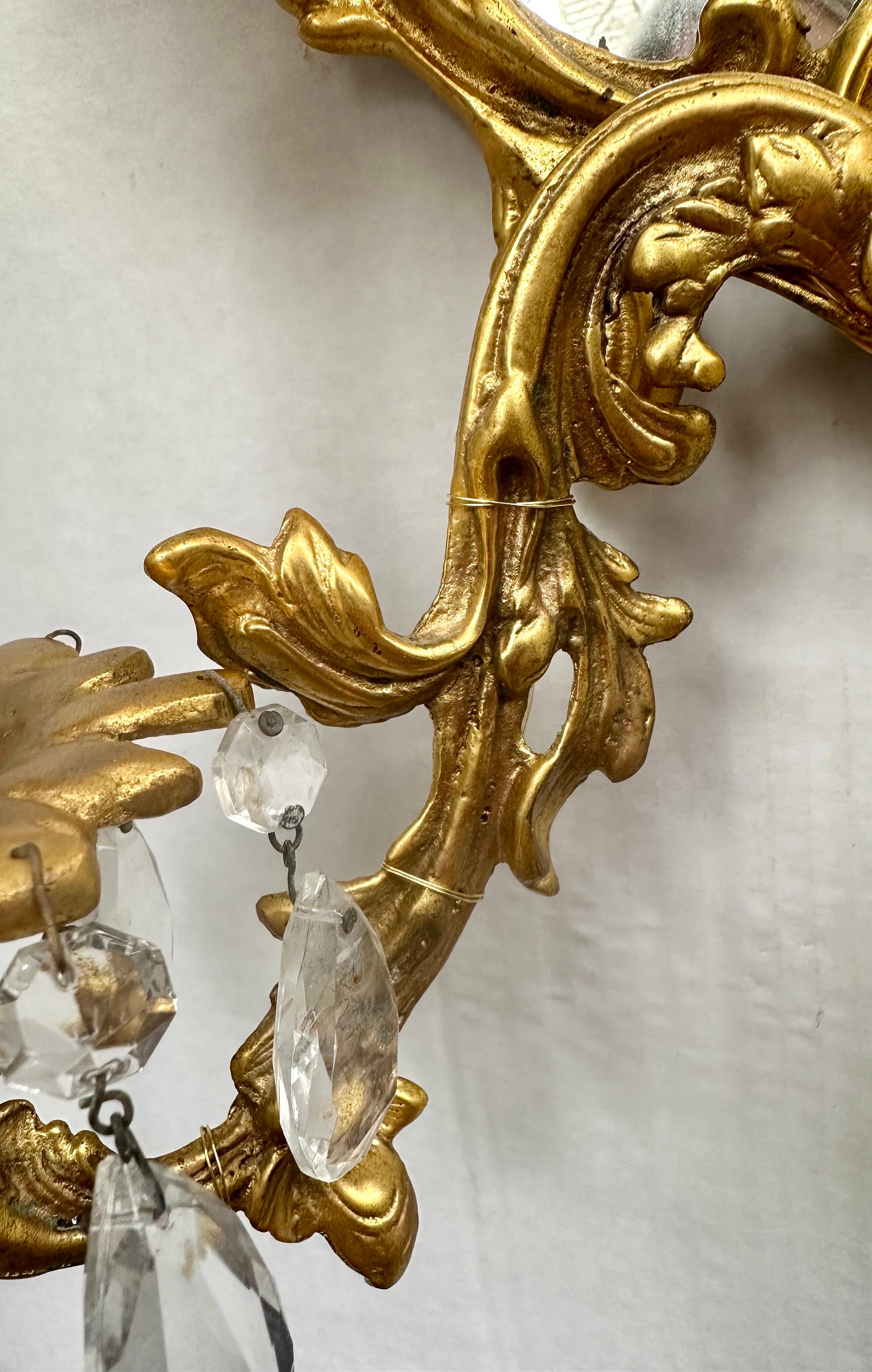 Large Vintage Baroque-style Plug-in Mirror Sconce With 2 Lights Gold ...