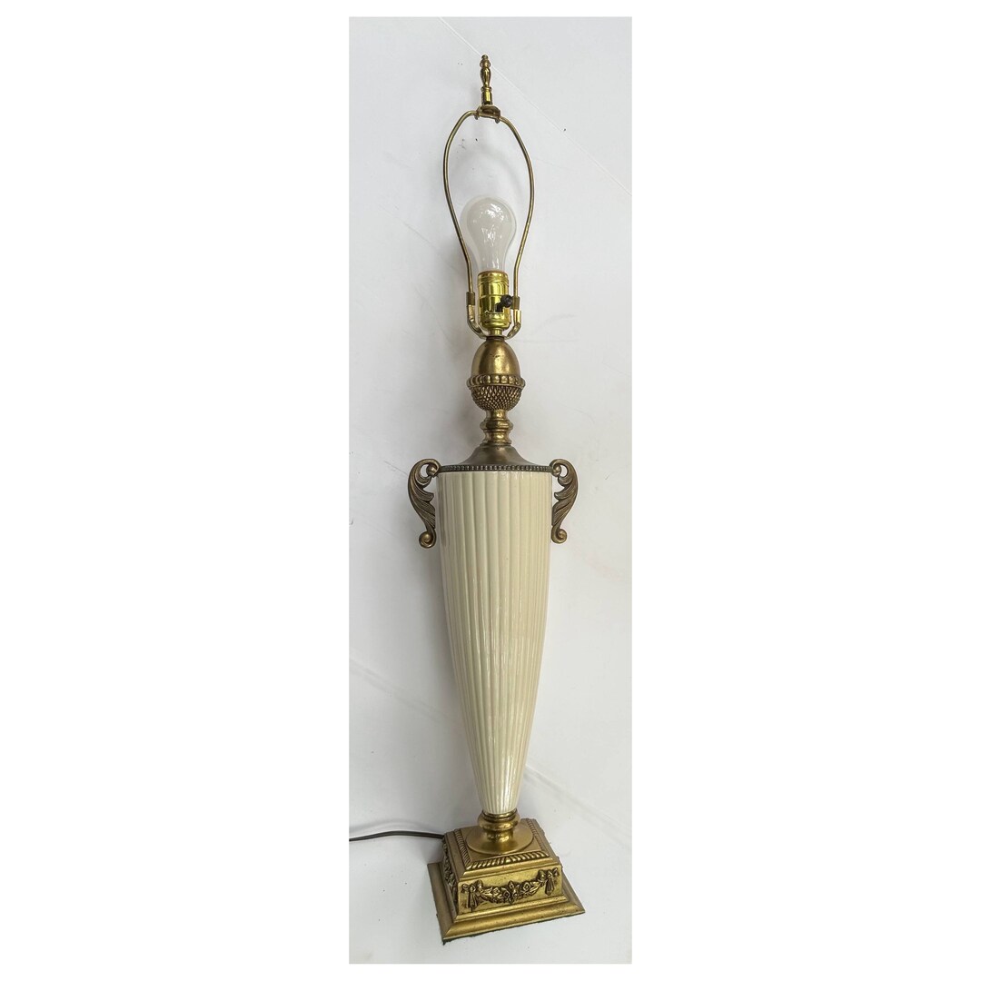 Vintage Neoclassical Brass & Ceramic Table Lamp - Sopranos Artifact - Etsy