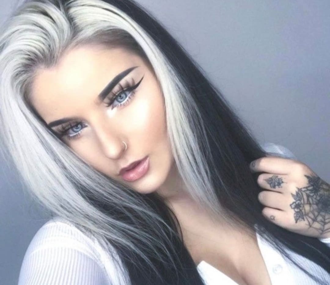 22 Black & White Split Dye Natural Straight Lacefront Wig ARRIVES NEW ...