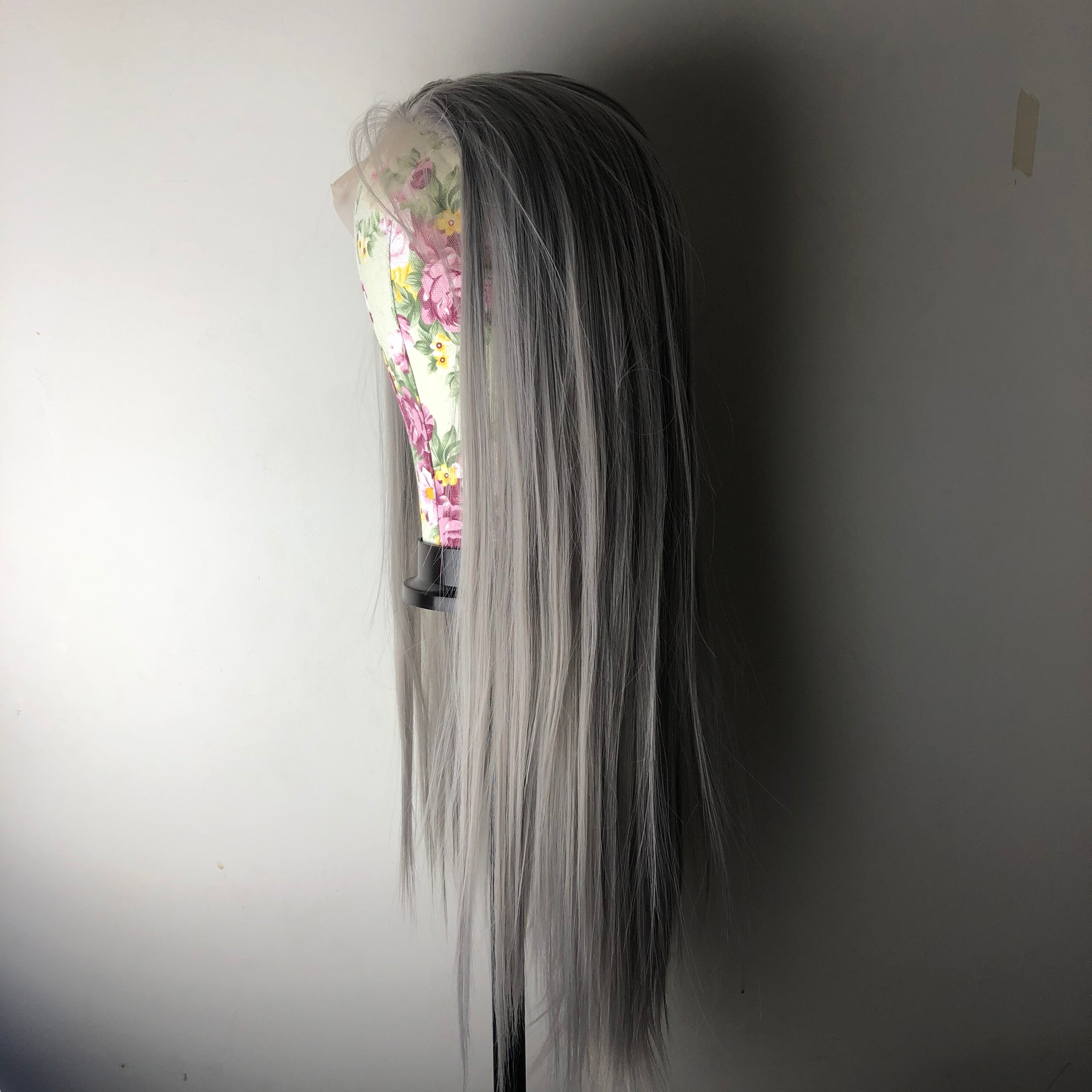 22 Grey Silver Ice Queen Straight Middle Part Long Lace Front | Etsy