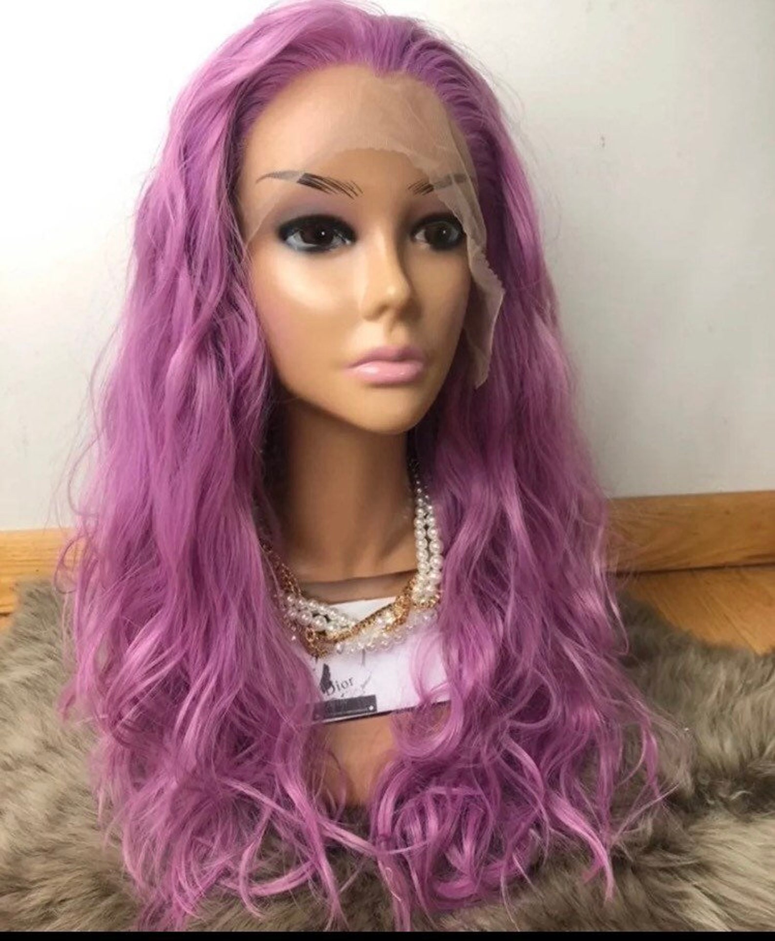 CELINE 22 Purplish Pink Natural Wave Lace Front WIG NWT - Etsy
