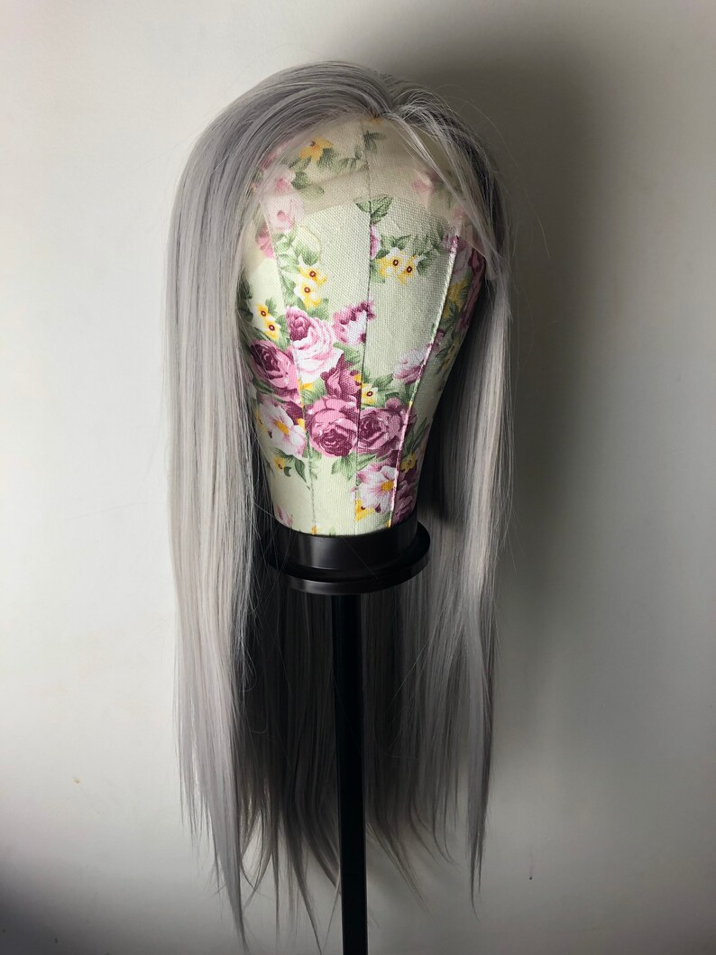 22 Grey Silver Ice Queen Straight Middle Part Long Lace Front | Etsy