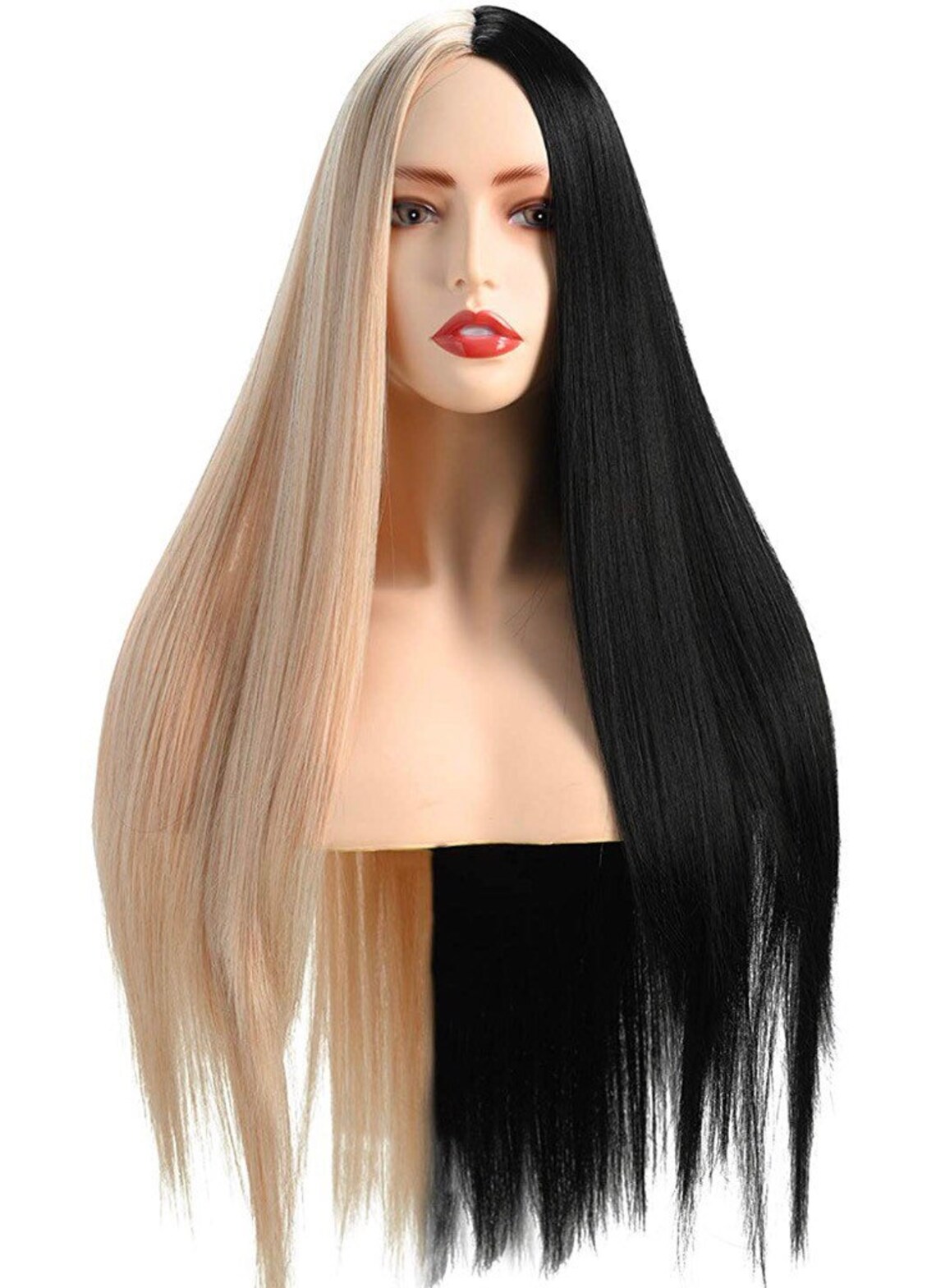 22 Black & Blonde Split Dye Straight Wig ARRIVES NEW - Etsy