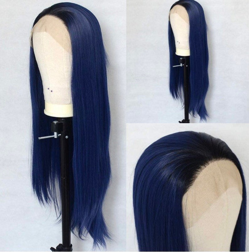 22blue Ombre Straight Lace Front Free Part Wig NEW - Etsy