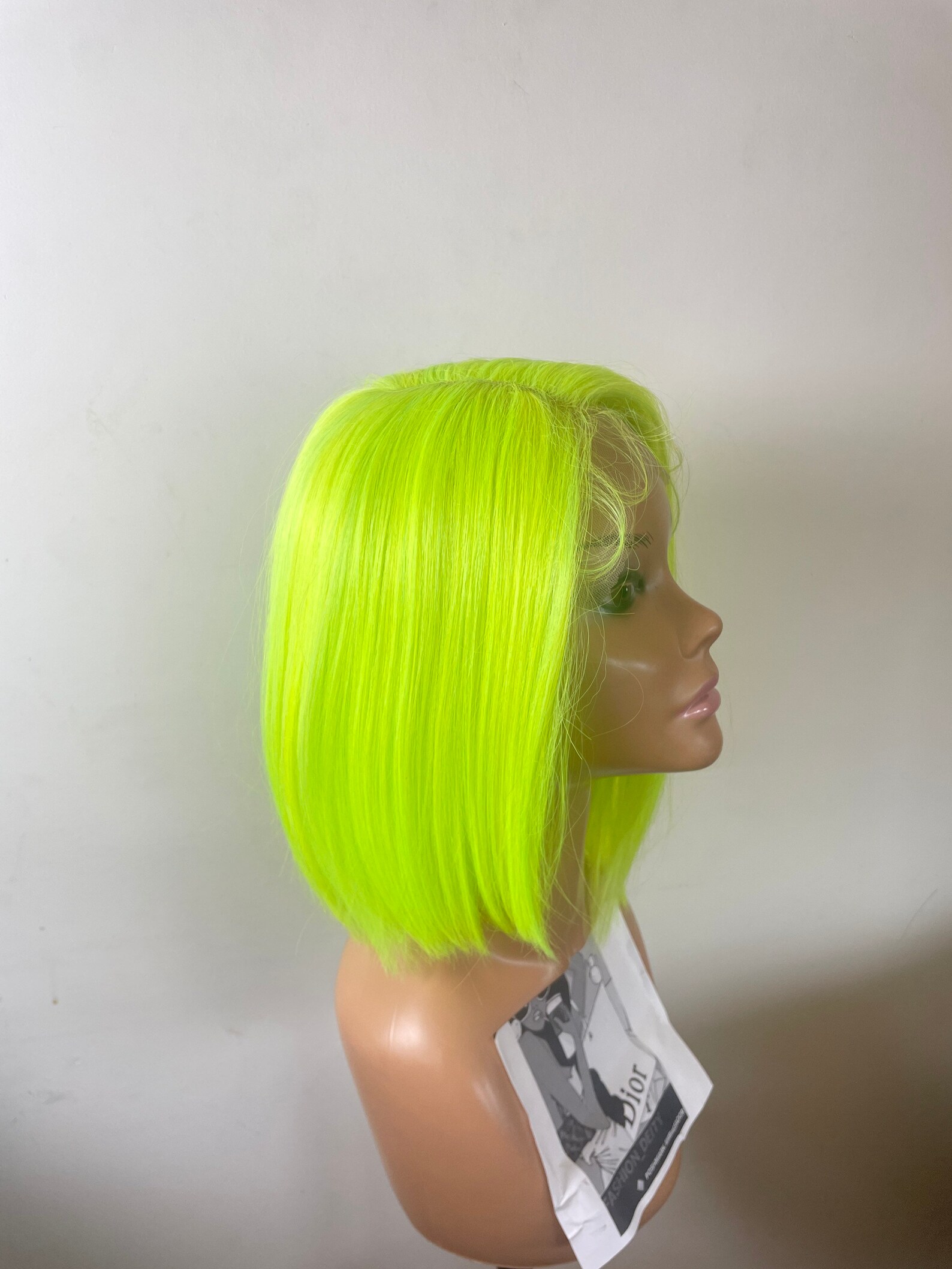 Neon Green Straight Short Bob Lacefront Wig NEW W/ Baby | Etsy