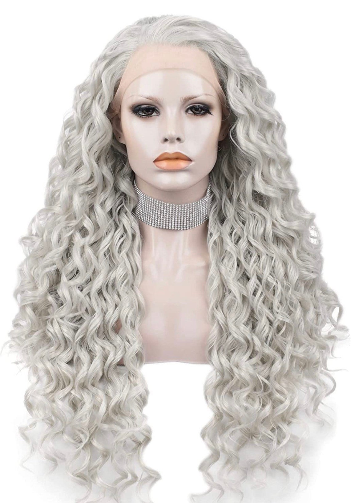 24 SOFT GREY Curly Lace Front Wig NEW - Etsy