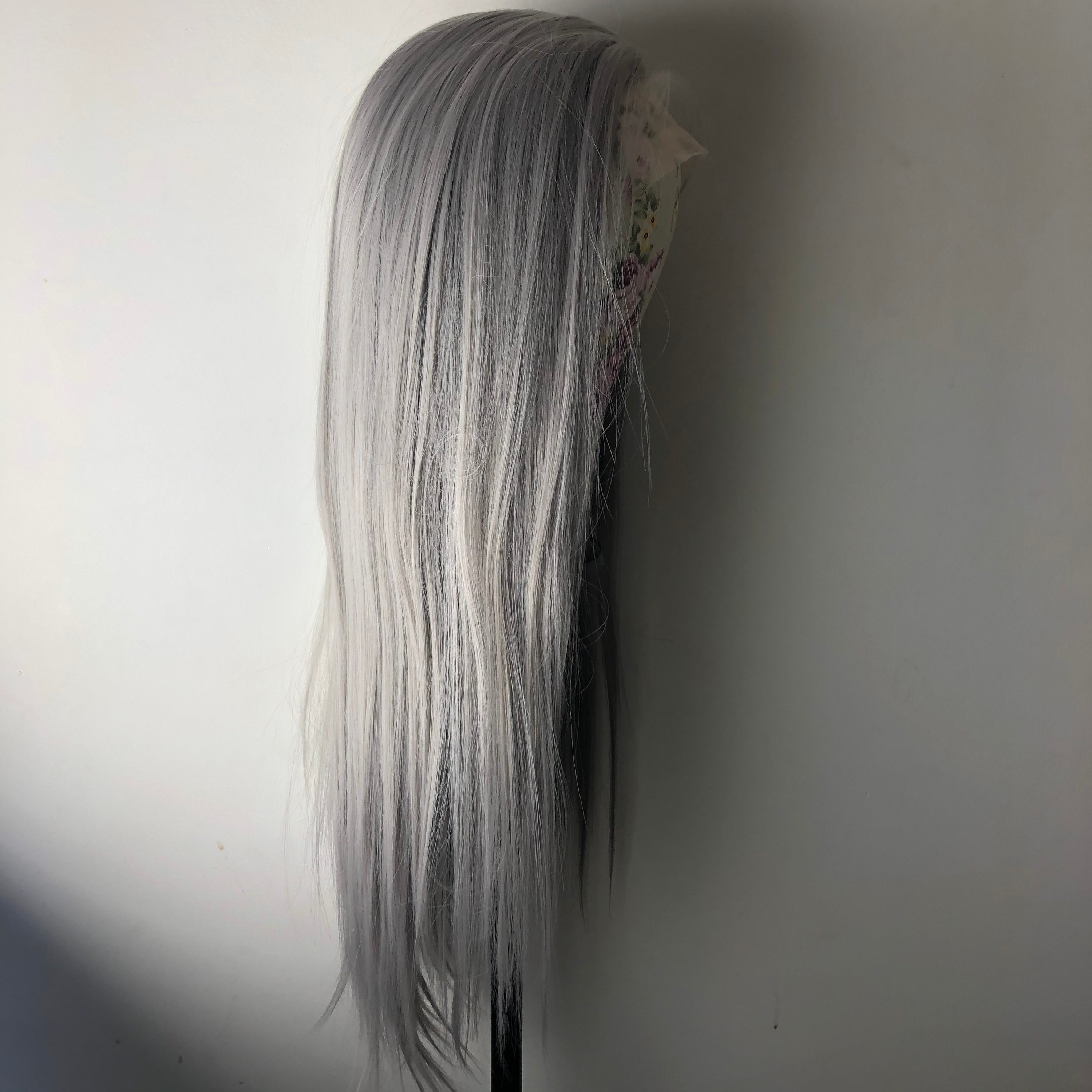 22 Grey Silver Ice Queen Straight Middle Part Long Lace Front | Etsy