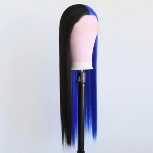 22 Blue & Black Straight Split Dye Lace Front Wig NEW - Etsy