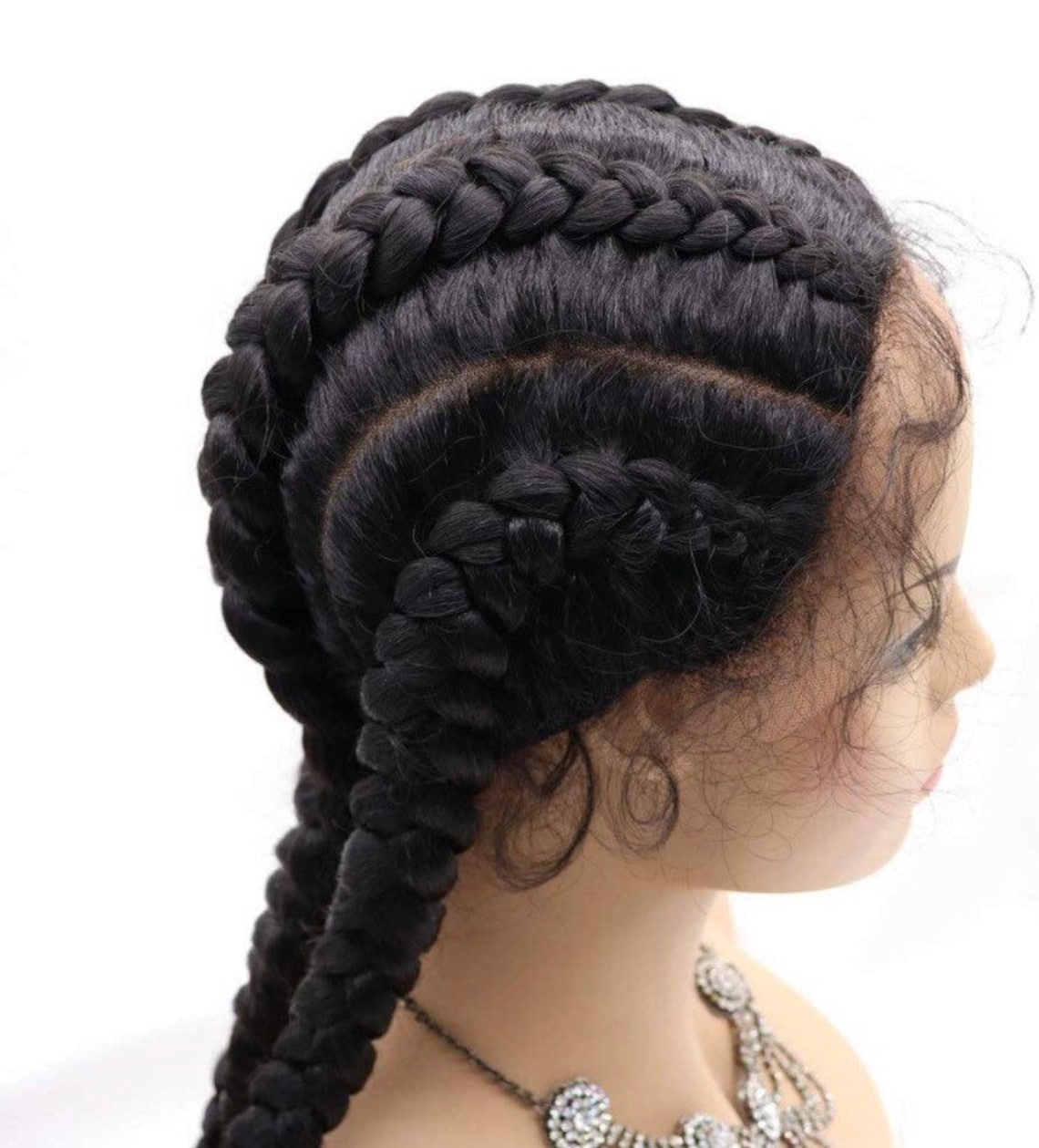 Black 26 Four Braided Conrow Lace Front Wig for Beautiful - Etsy