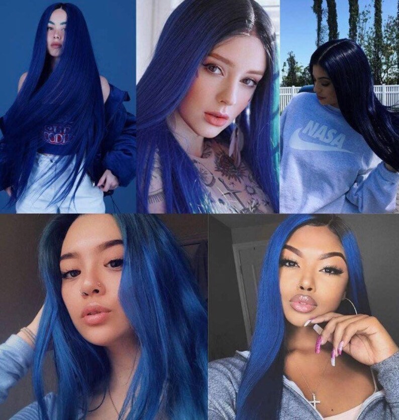 22blue Ombre Straight Lace Front Free Part Wig NEW - Etsy
