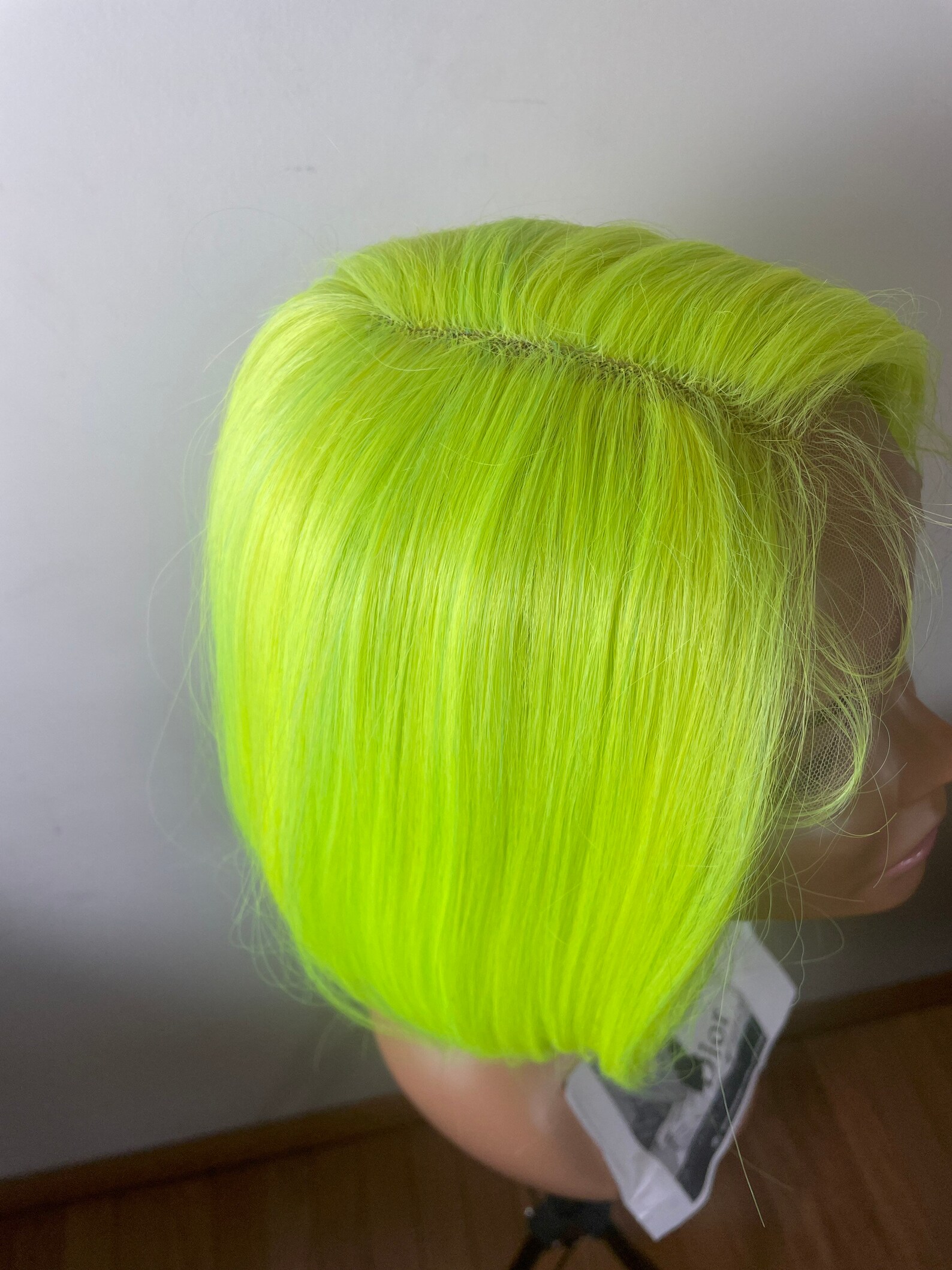 Neon Green Straight Short Bob Lacefront Wig NEW W/ Baby | Etsy