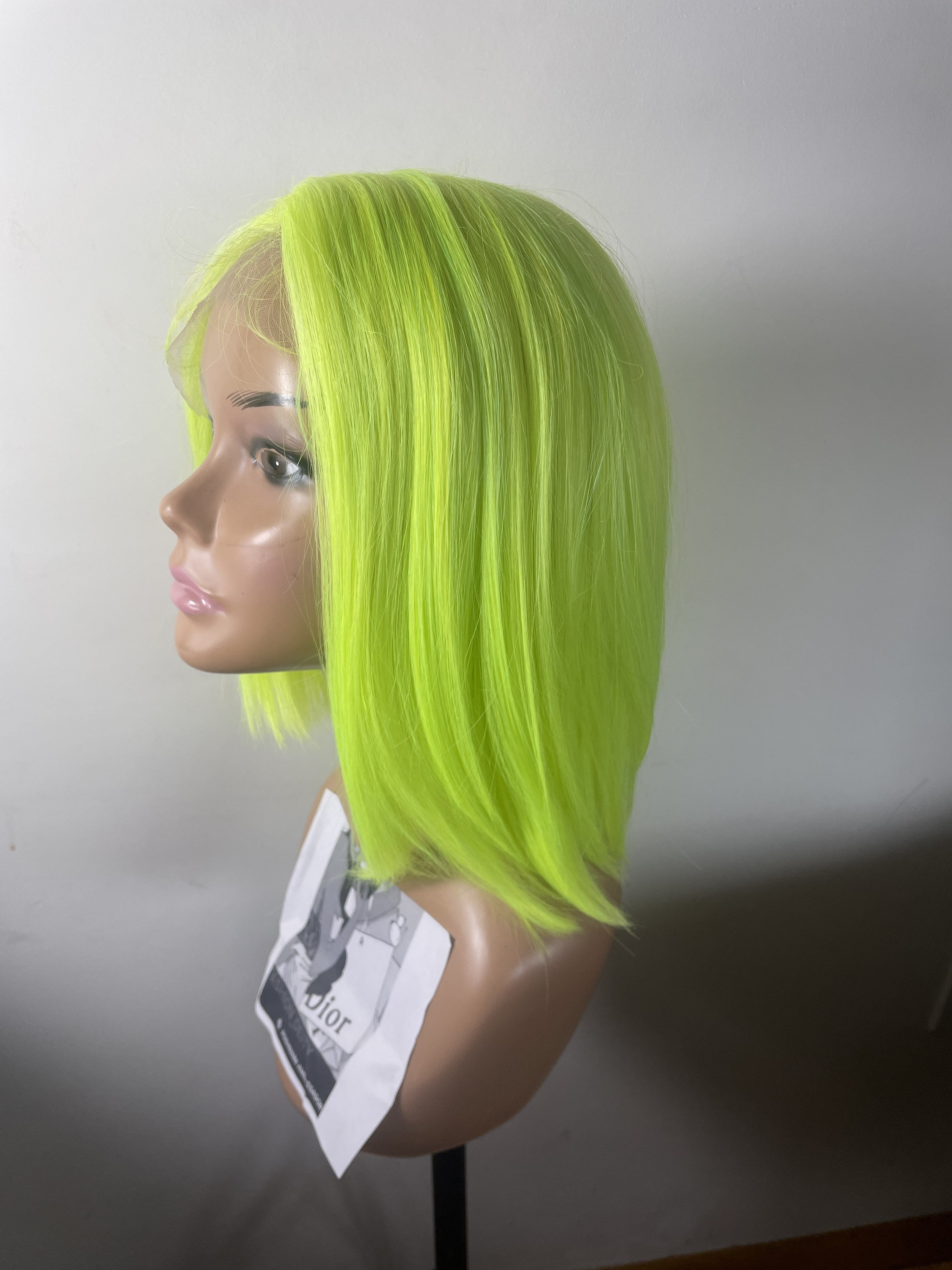 Neon Green Straight Short Bob Lacefront Wig NEW W/ Baby | Etsy
