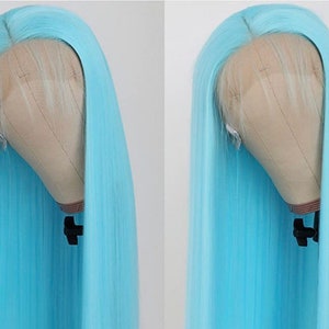 22 BABY Blue Straight Middle Part Lace Front Wig NEW - Etsy
