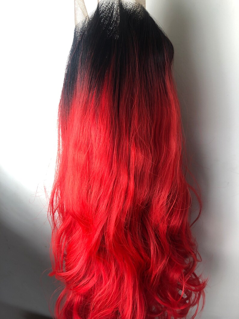 RED Ombre 24 Body Wavy Lace Front Wig NEW | Etsy