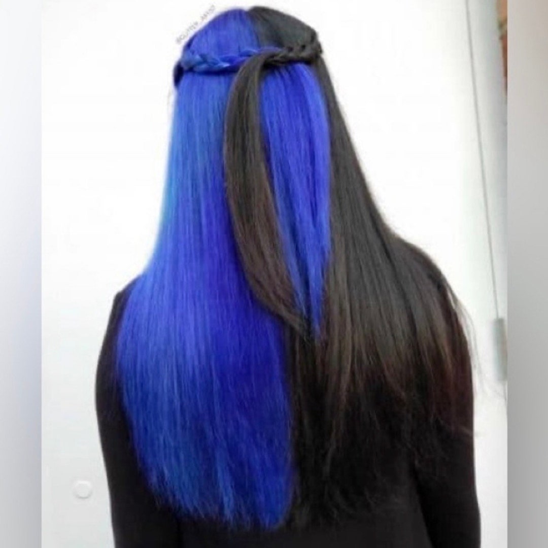 22 Blue & Black Straight Split Dye Lace Front Wig NEW - Etsy