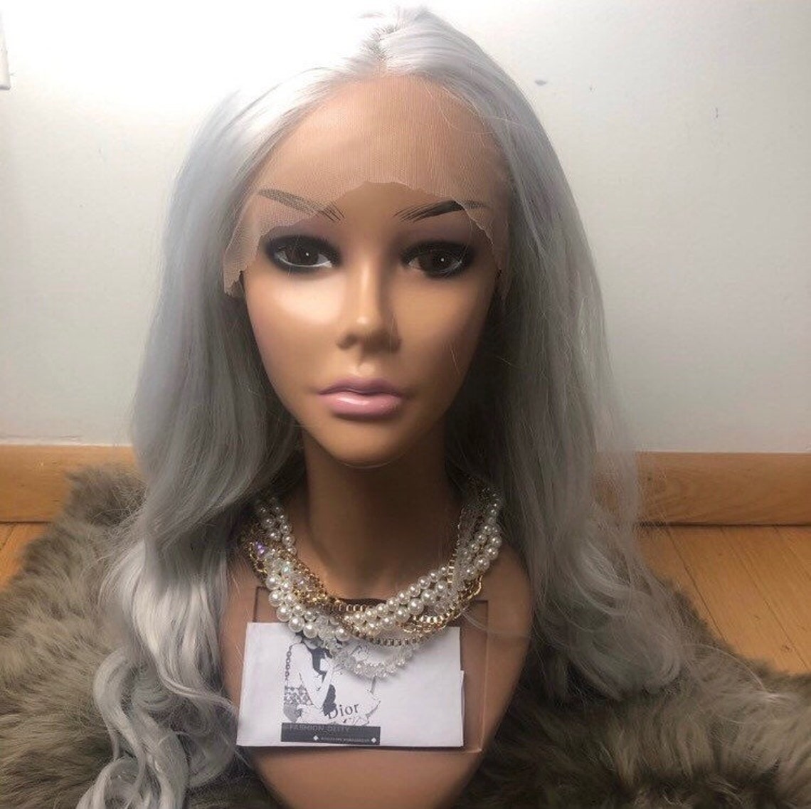 Silver Grey 26 Curly Wavy Lace Front Wig NEW | Etsy