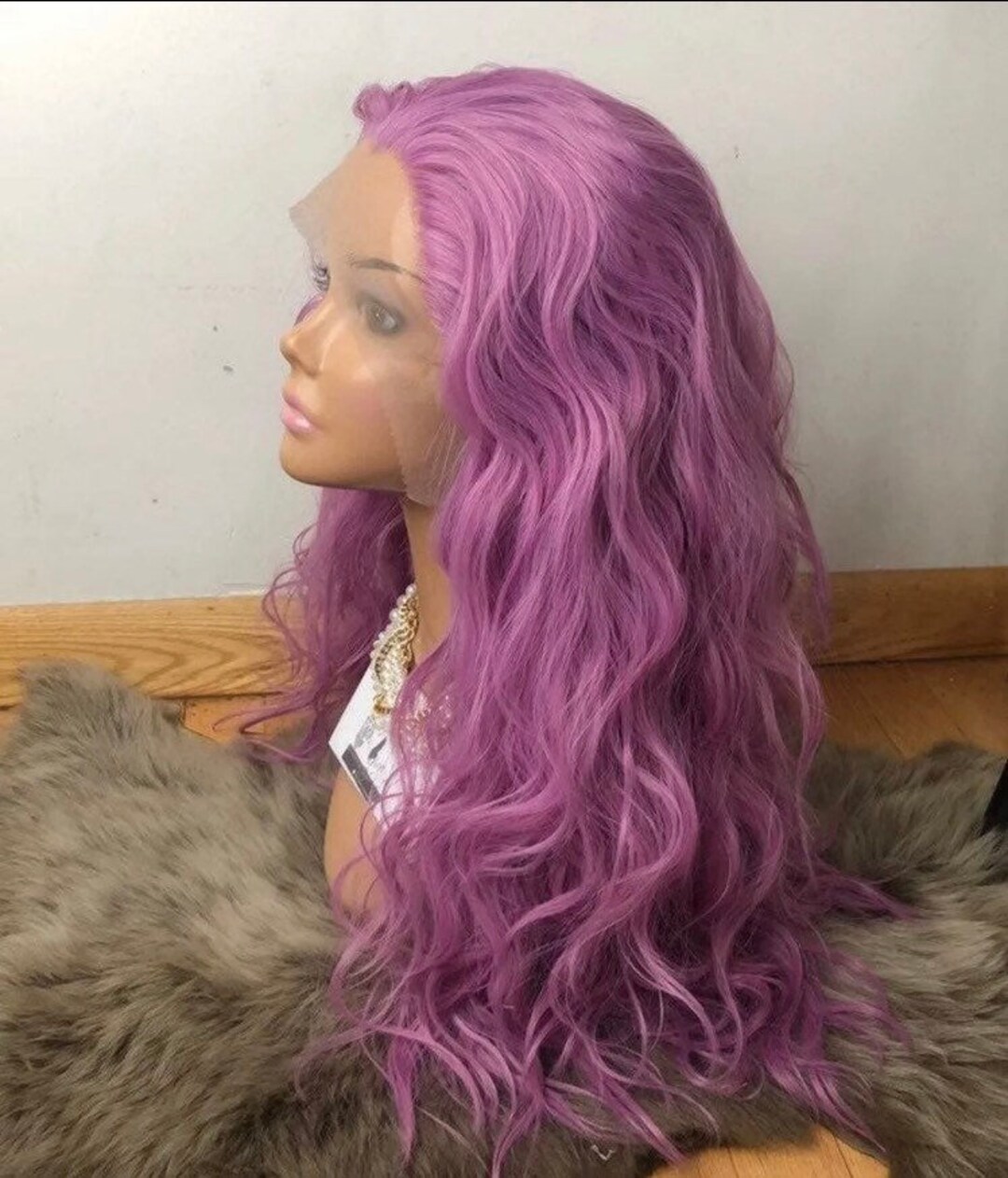 CELINE 22 Purplish Pink Natural Wave Lace Front WIG NWT - Etsy