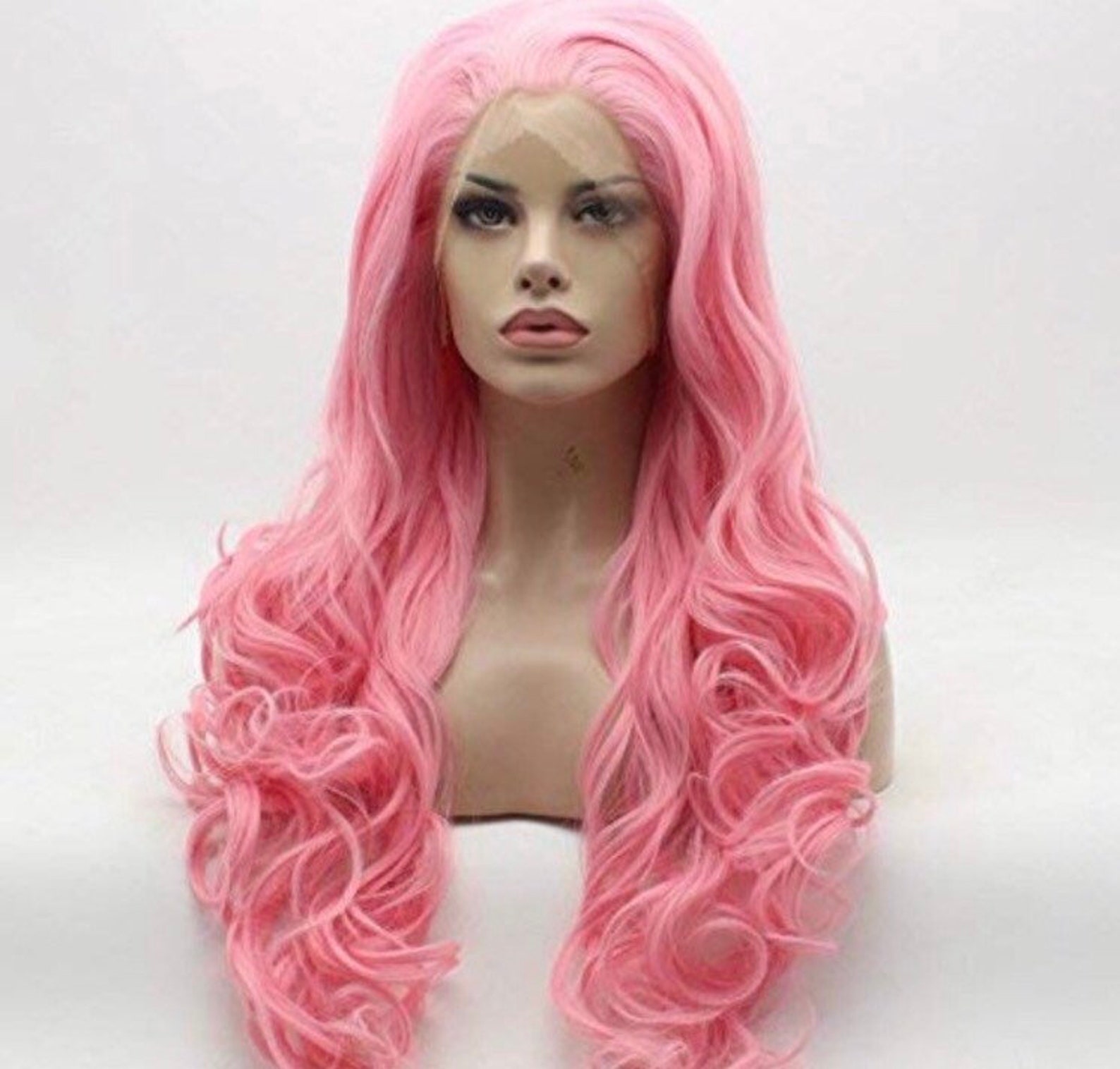 26 Pink Body Wavy Curly Lace Front Wig NWT - Etsy