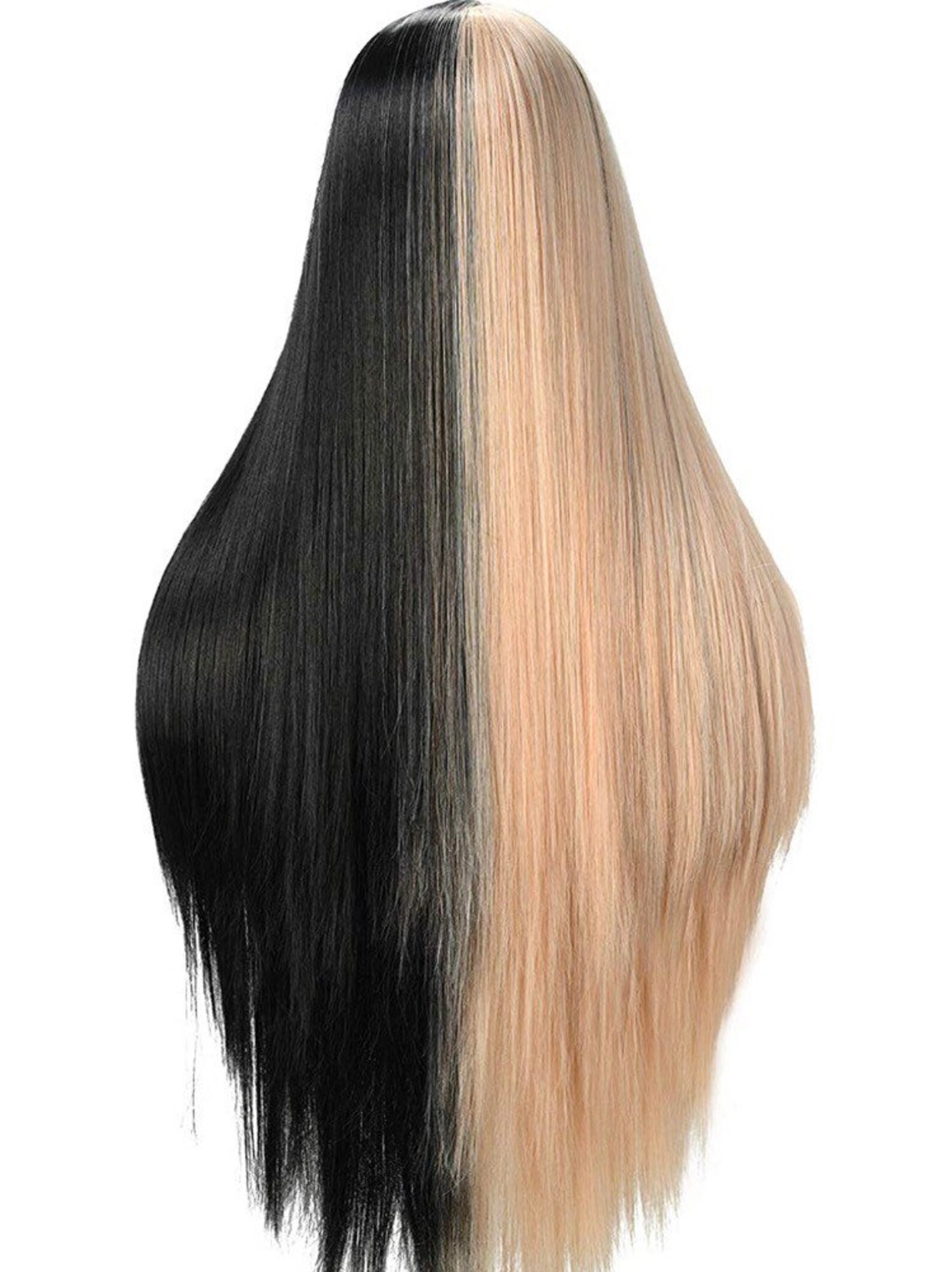 22 Black & Blonde Split Dye Straight Wig ARRIVES NEW - Etsy