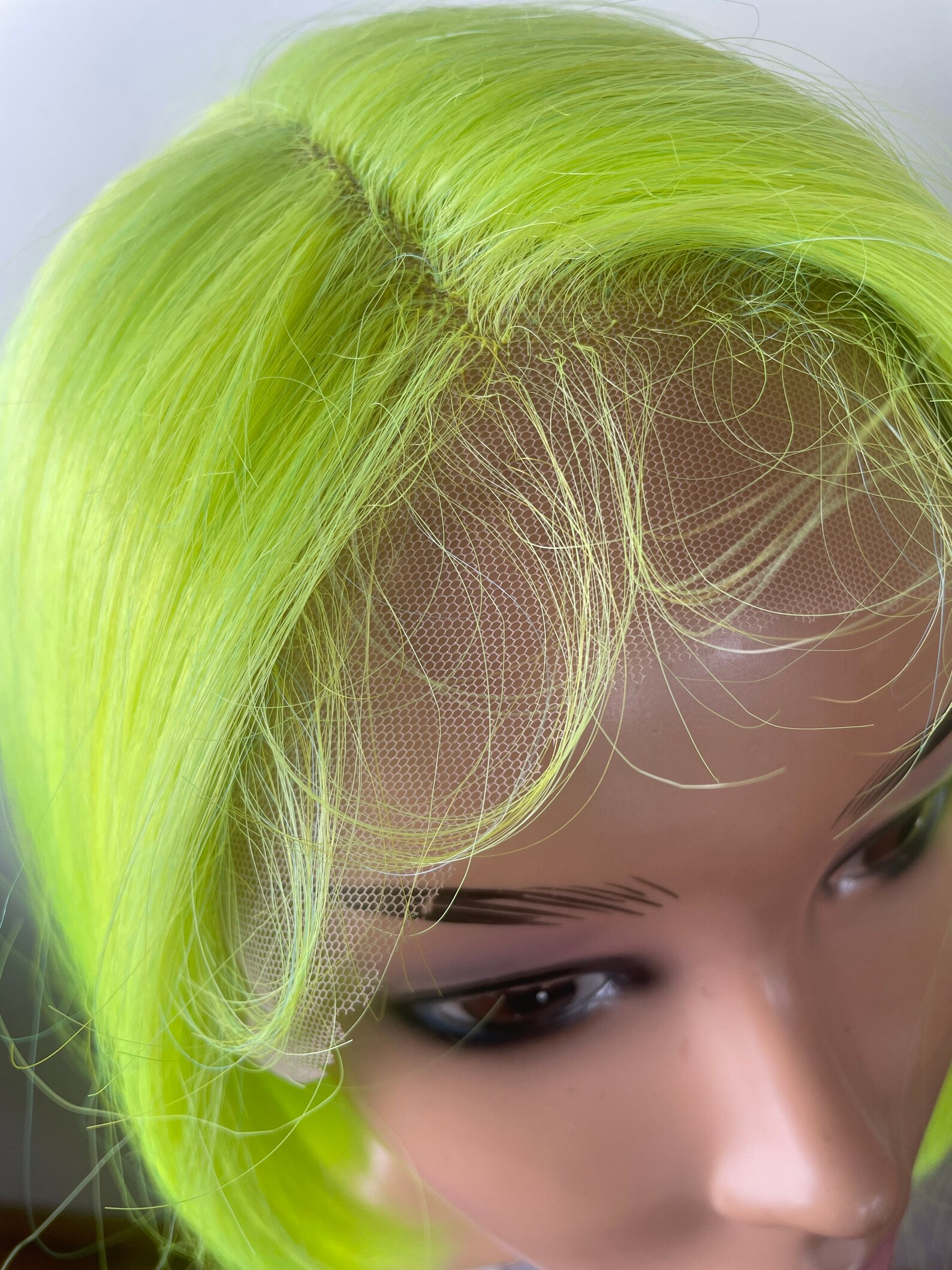 Neon Green Straight Short Bob Lacefront Wig NEW W/ Baby | Etsy