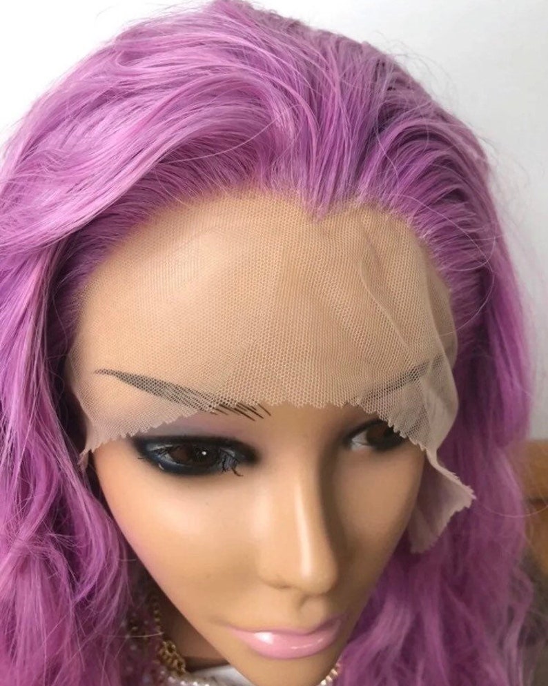 CELINE 22 Purplish Pink Natural Wave Lace Front WIG NWT - Etsy