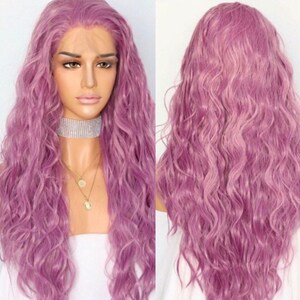 CELINE 22 Purplish Pink Natural Wave Lace Front WIG NWT - Etsy