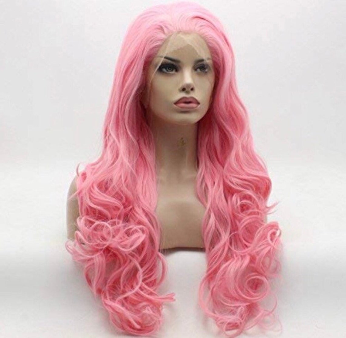 26 Pink Body Wavy Curly Lace Front Wig NWT - Etsy