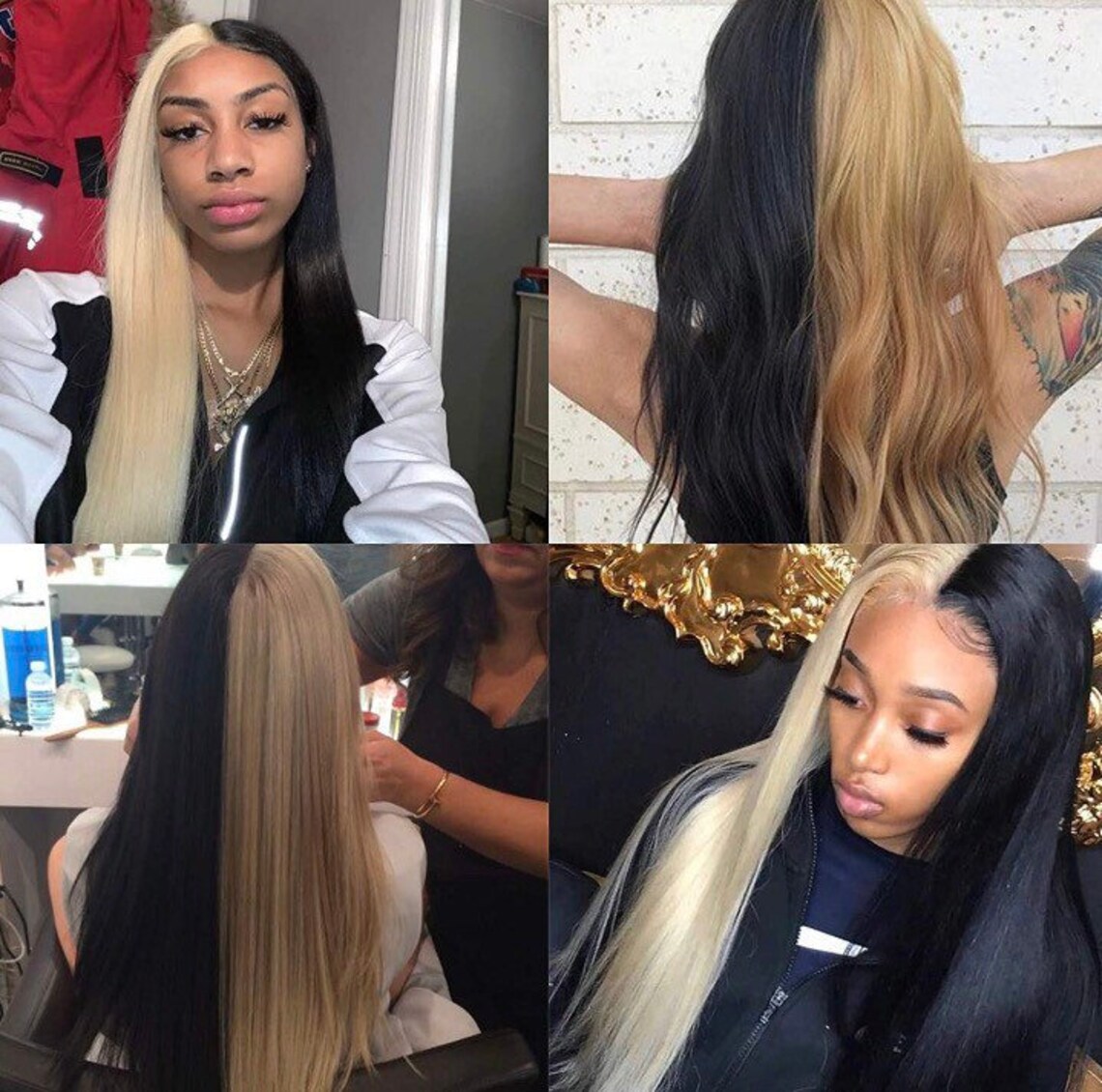 22 Black & Blonde Split Dye Straight Wig ARRIVES NEW - Etsy