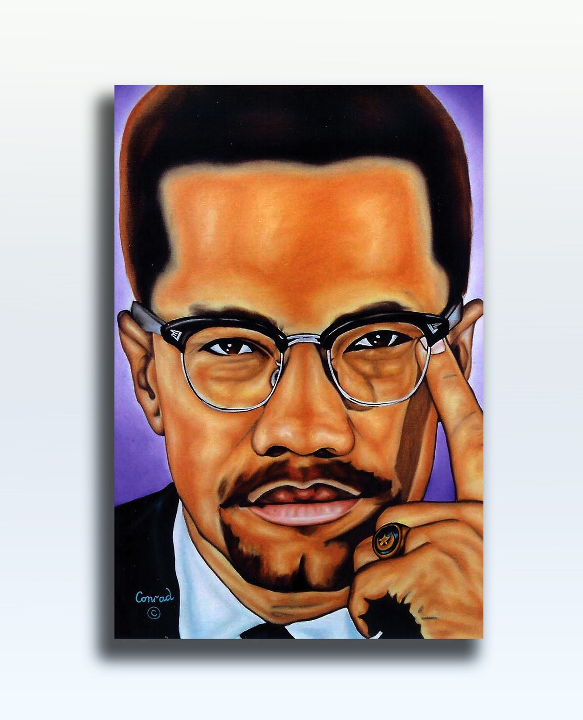 Black Art Print of Malcolm X original painting by artist | Etsy