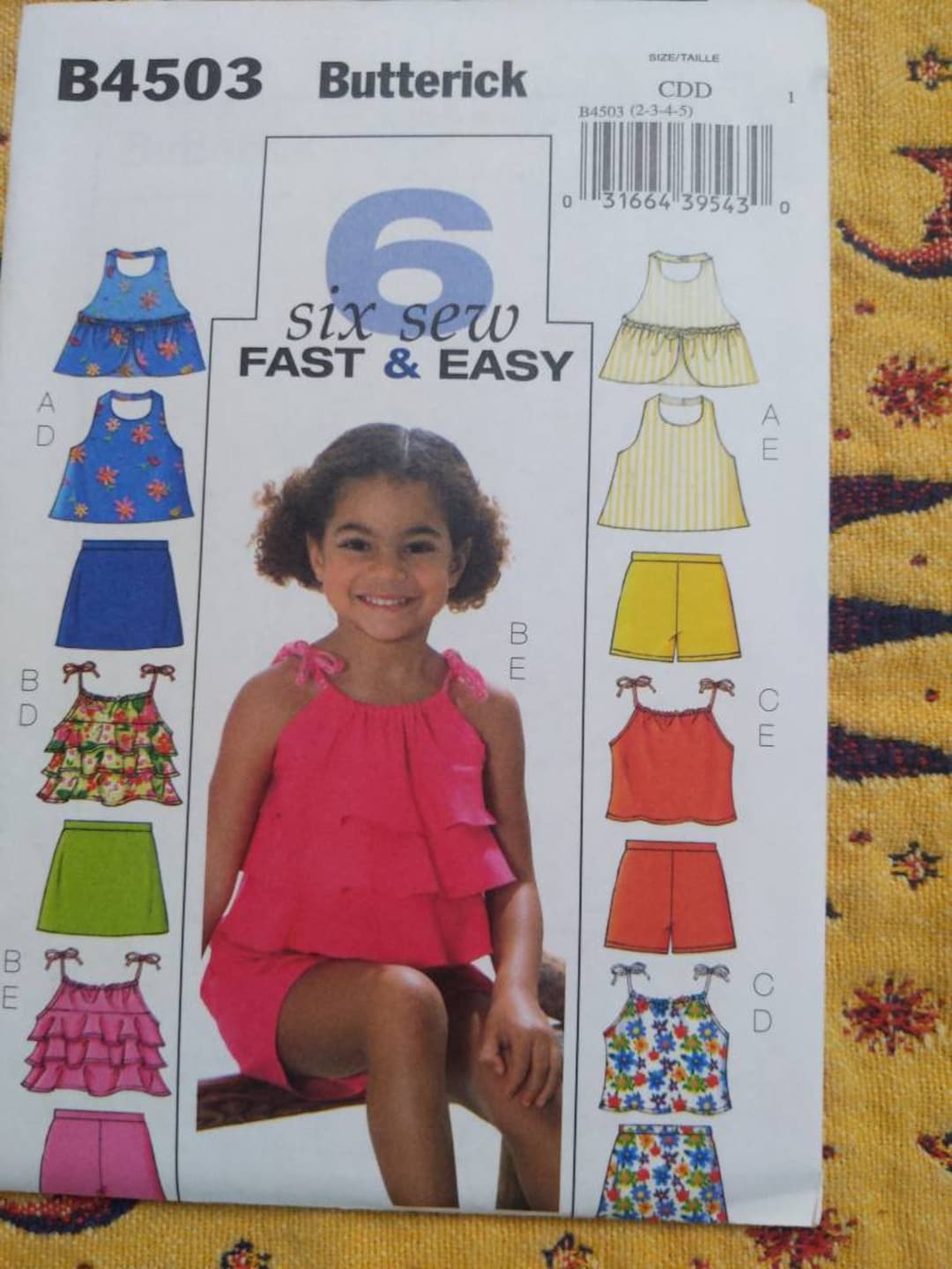 Girls Top Sewing Pattern Butterick B4503 Skort Top Shorts Children's ...