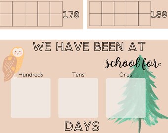 Days of School Tens Frames With Dots Poster Printable - Etsy
