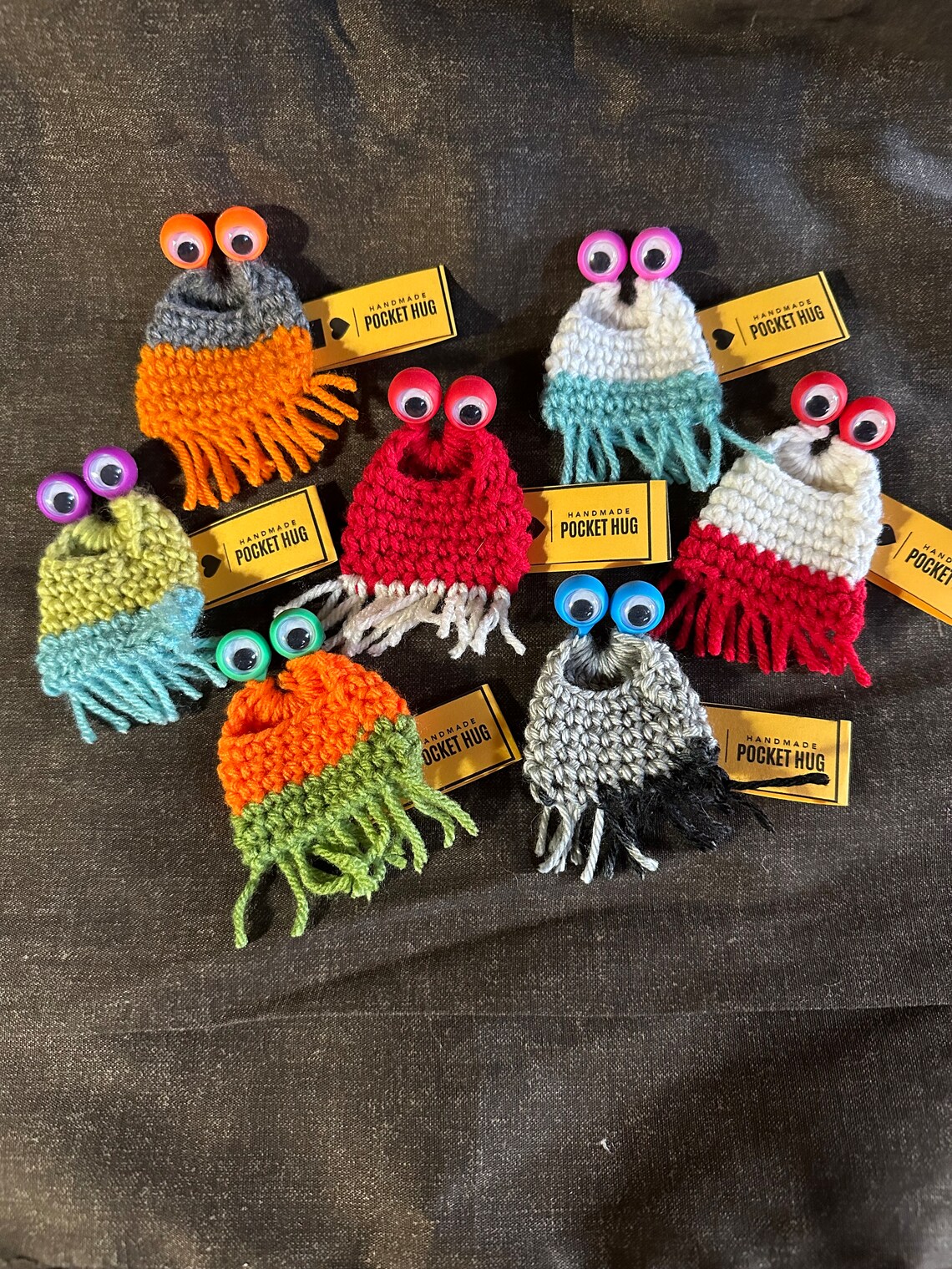 Yip Yips. Mini Crochet Yip Yip With Pocket Hug Tag. Multi Color Yip Yips With Tag. One Mini Yip ...