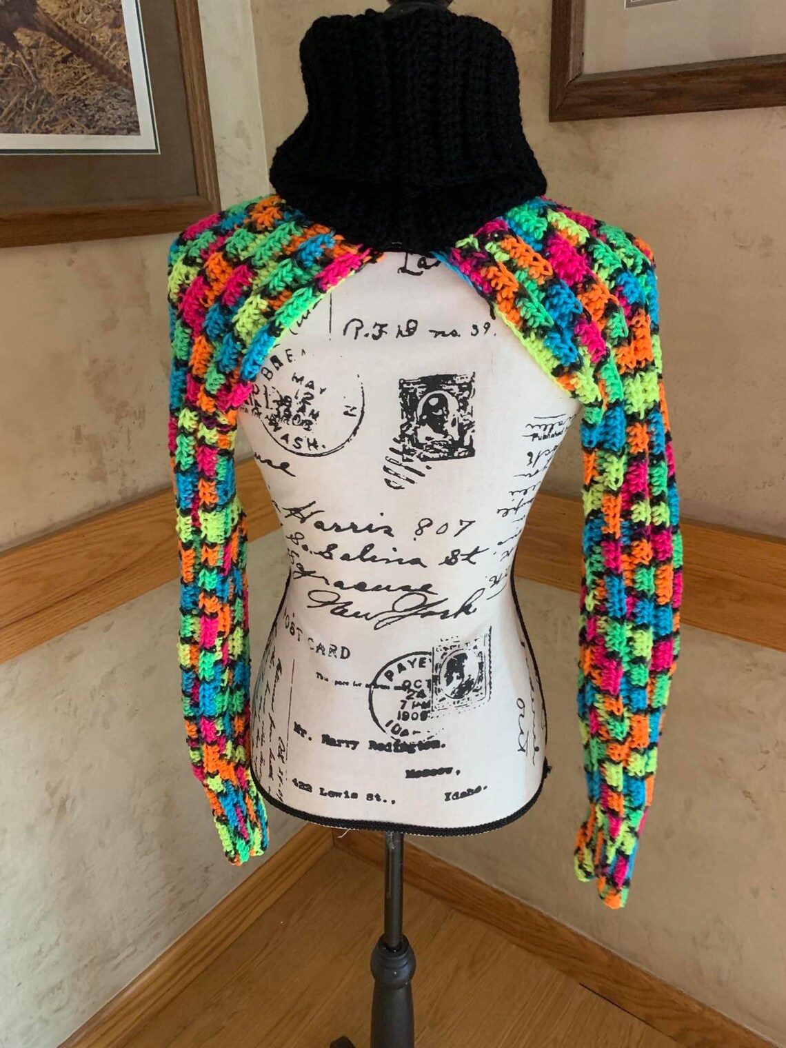 Shrug. Crochet Multi Color Shrug. Crochet Multi Color Arm Warmer ...