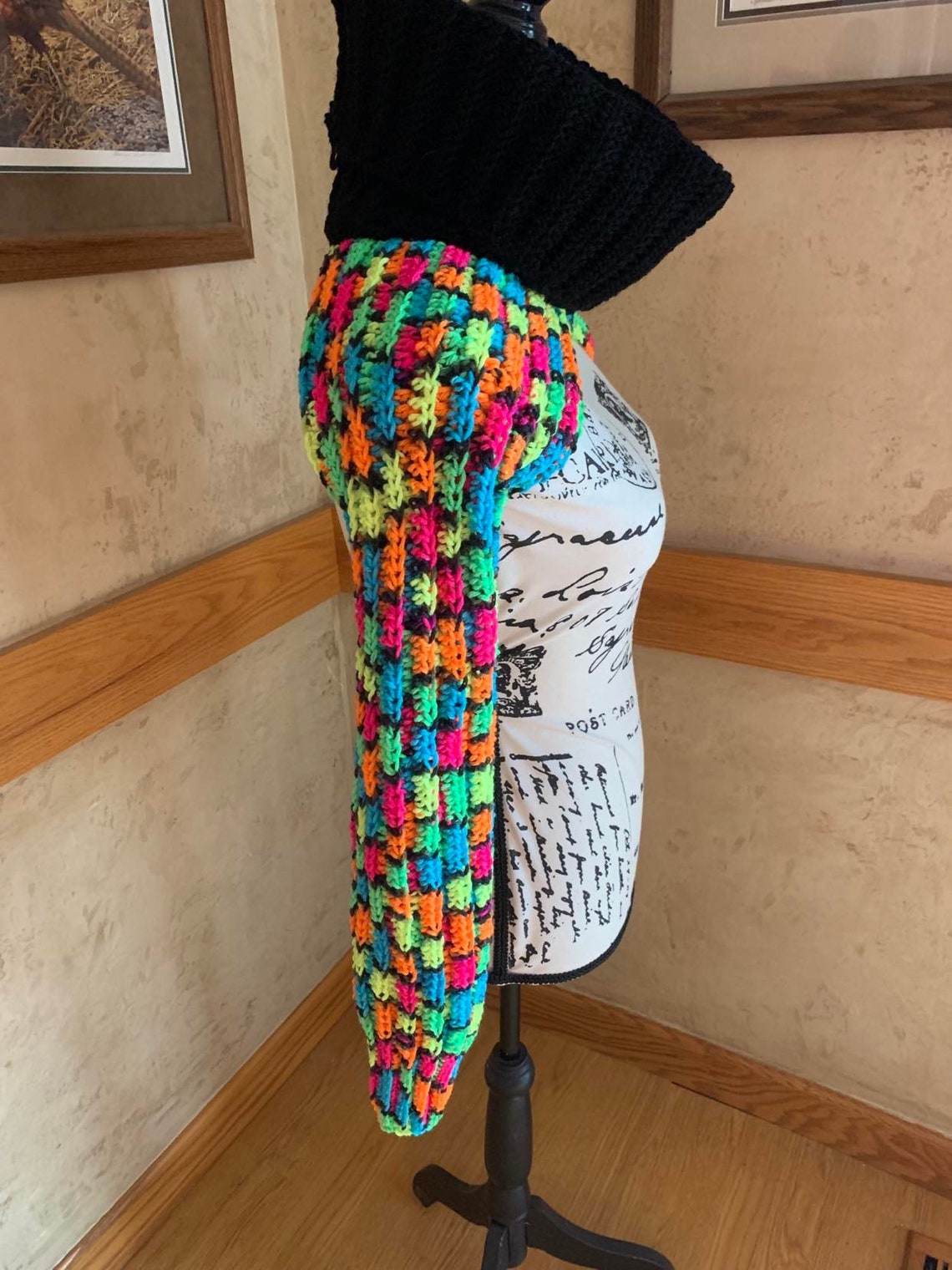 Shrug. Crochet Multi Color Shrug. Crochet Multi Color Arm Warmer ...