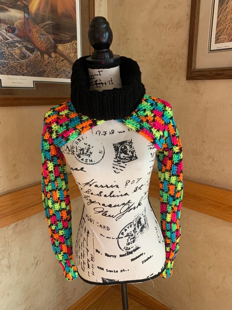 Shrug. Crochet Multi Color Shrug. Crochet Multi Color Arm - Etsy