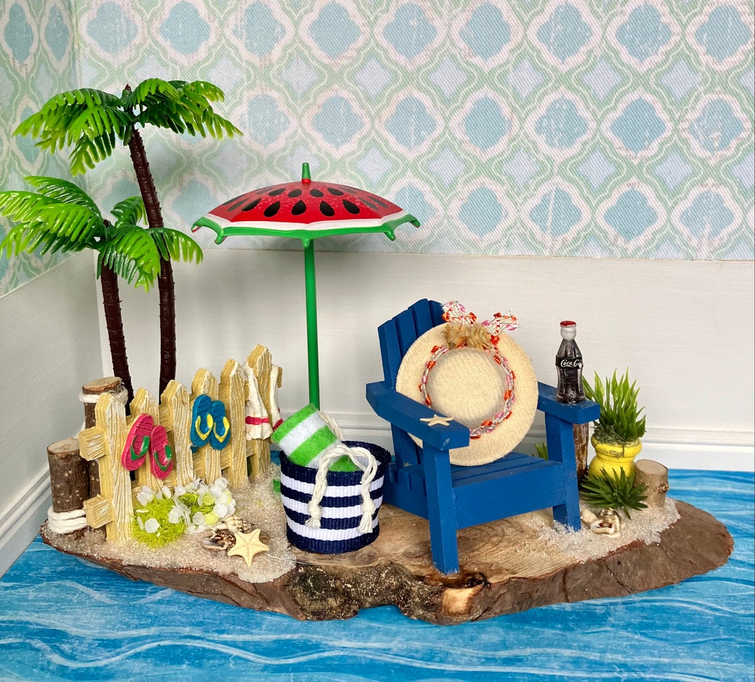 1:12 Scale Miniature Beach Scene, Adirondack Chair, Beach Bum ...