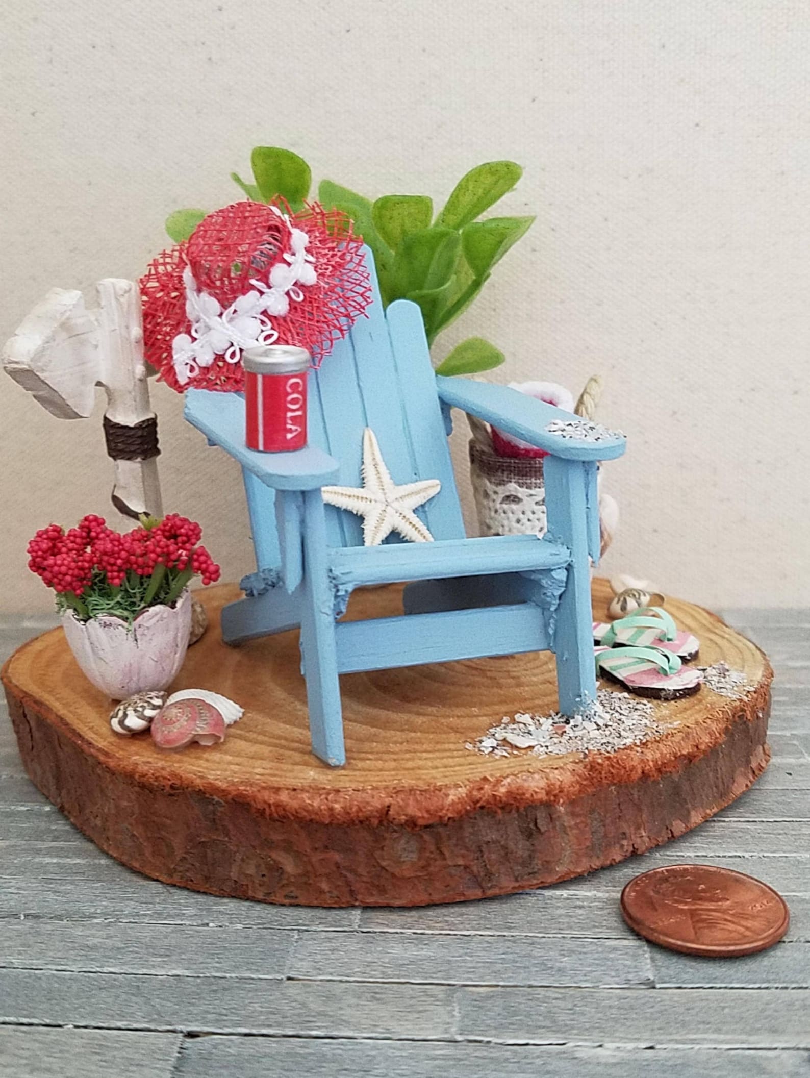 Miniature Beach Scene, Miniature Adirondack Chair, Dollhouse Beach ...