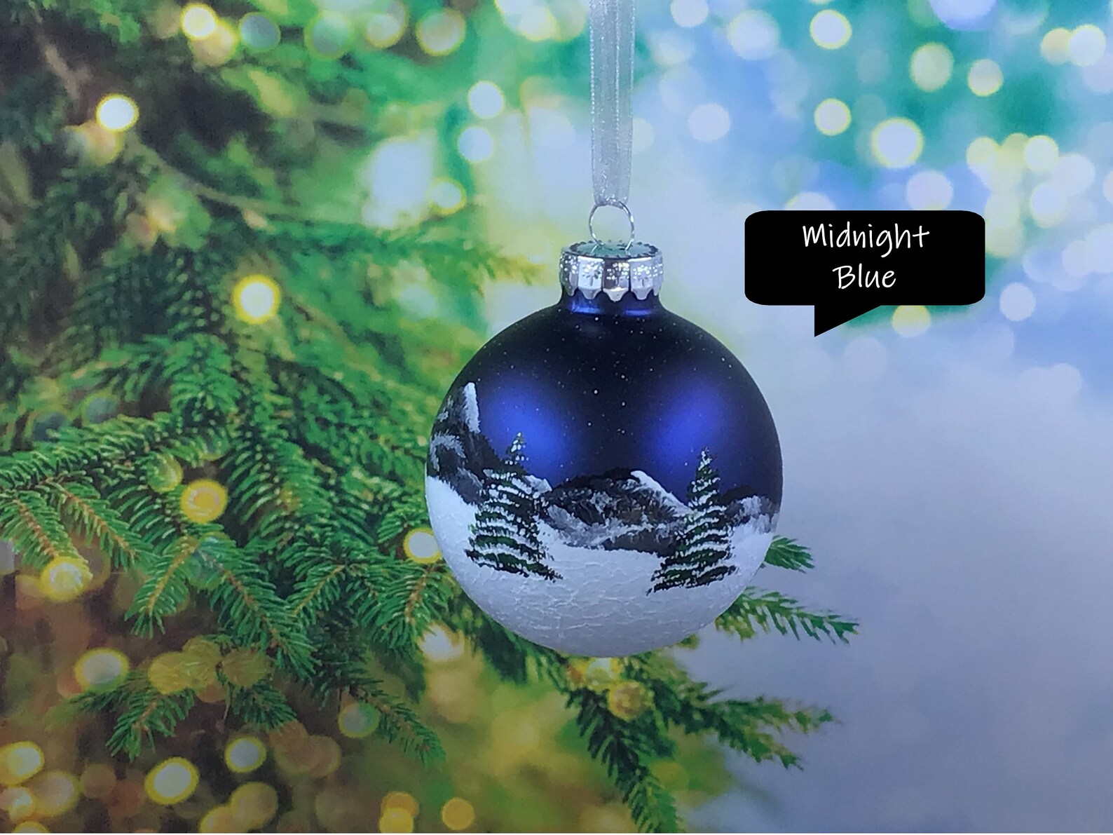 Painted Glass Ornaments Snowy Winter Mountain Scene Hand - Etsy UK