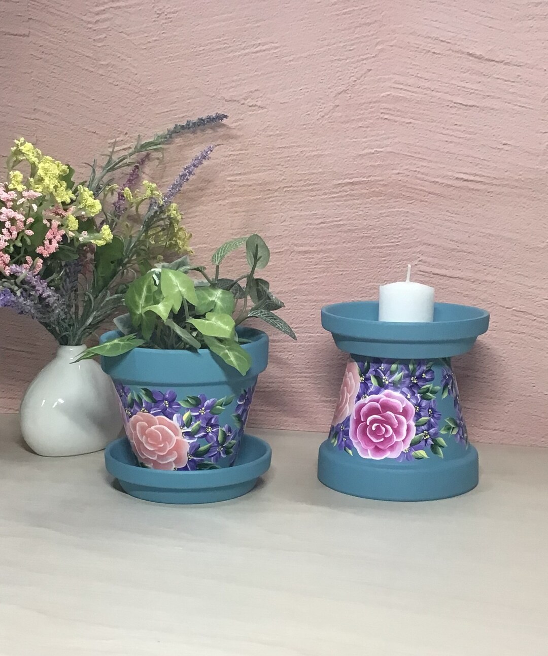 4.5" Painted Flower Pot, Terracotta Pot With Saucer, Makes Perfect Gift ...