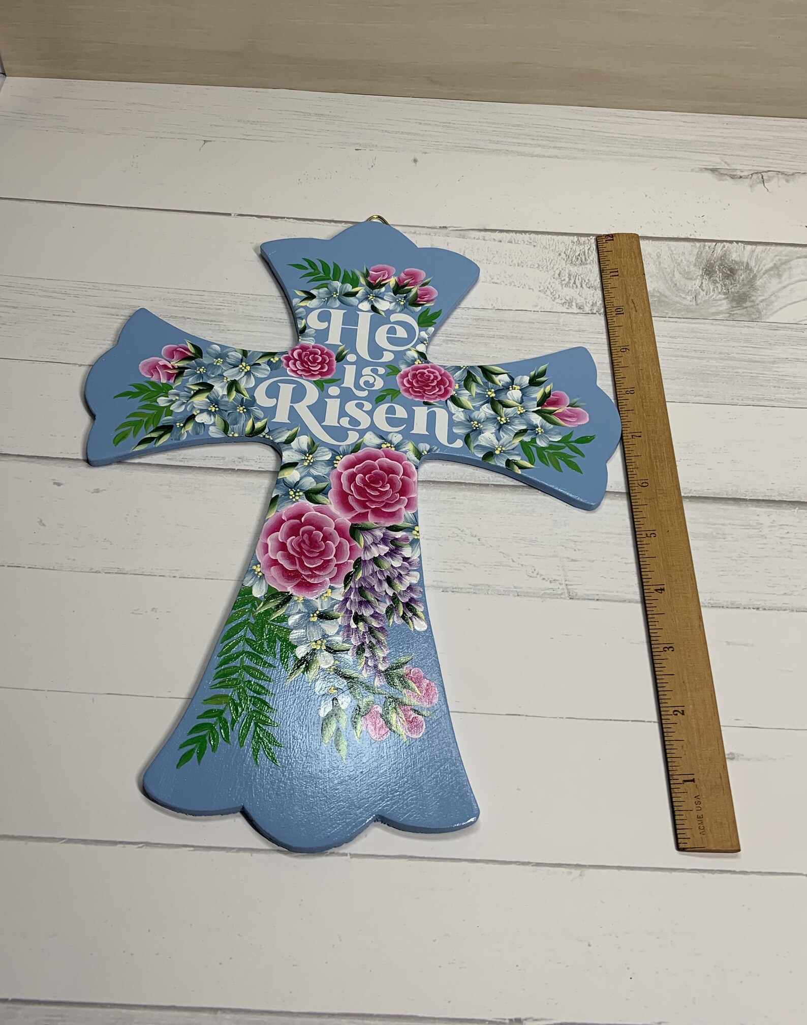 He is Risen Painted Floral Spring Easter Cross Wood Door or - Etsy