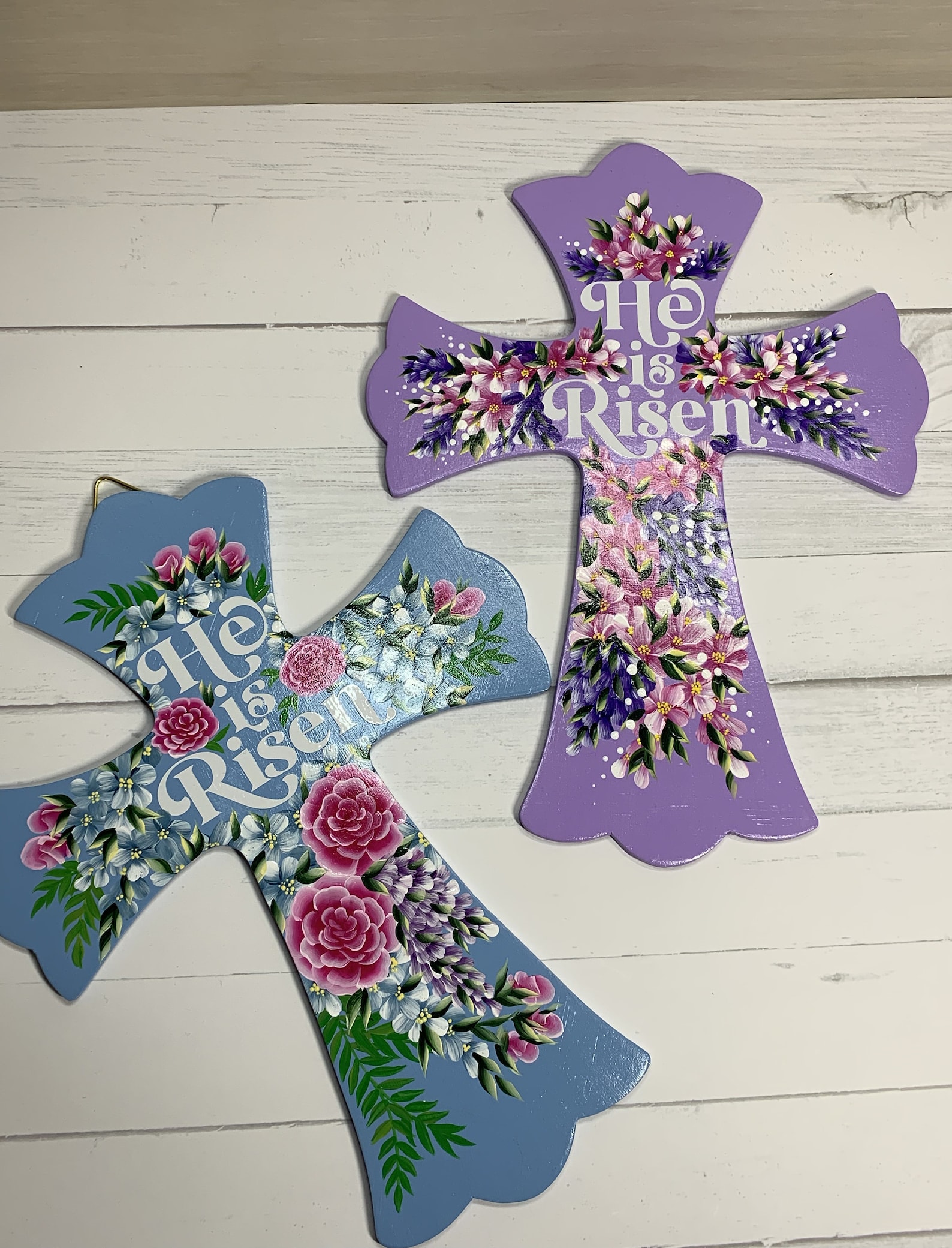 He is Risen Painted Floral Spring Easter Cross Wood Door or - Etsy