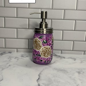Floral Spring Soap Pump, Hand Painted Floral Easter Soap Dispenser ...
