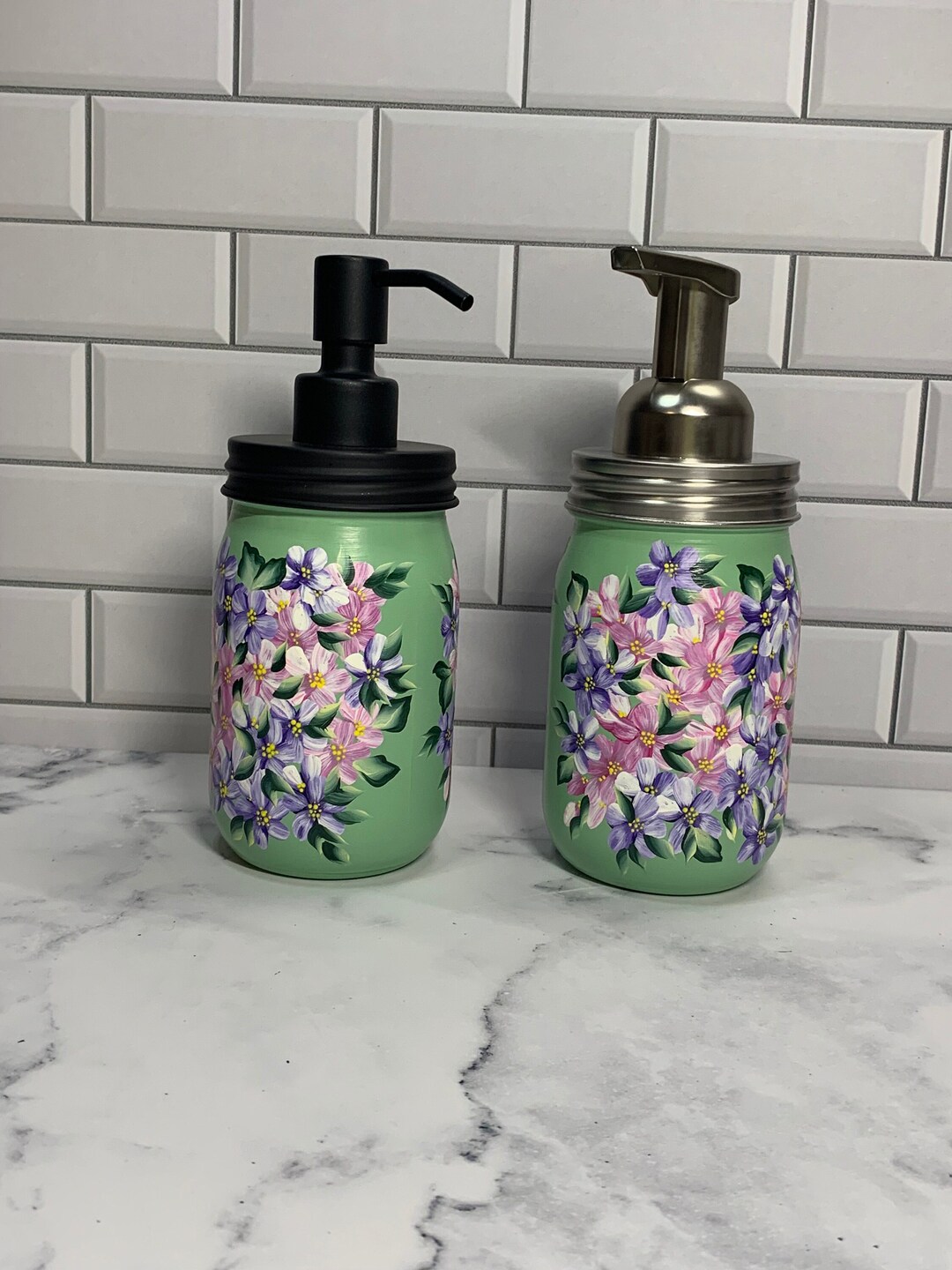 Spring Floral Soap Dispenser, Hand Painted Floral Easter Soap Pump ...